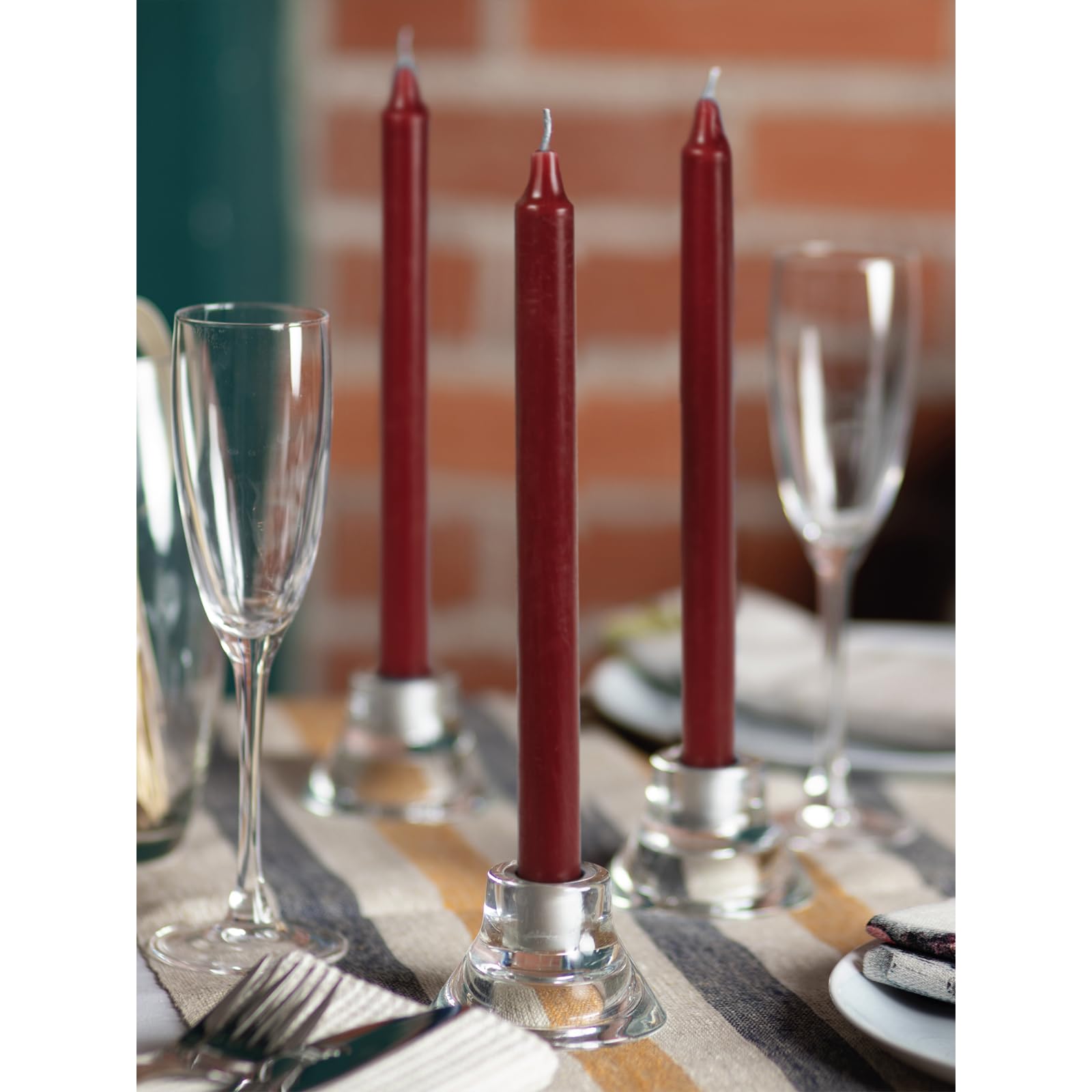 CANDWAX Bordeaux Taper Candles Pack of 12 - Straight Candles 10 inch Ideal as Unscented Candles, Dinner Candles and Table Candles - Slow Burning Candles Dripless - Smokeless Long Candlesticks