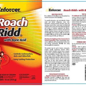 Enforcer Roach Ridd with Boric Acid 16 Oz (Case of 12) - Long Lasting Protection for Cockroaches, Ants and Silverfish