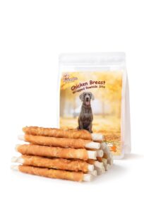 pawmate chicken wrapped rawhide sticks, long lasting dog treats high protein dog chews trainning snacks natural chicken treats for small medium large dogs 20-21 count