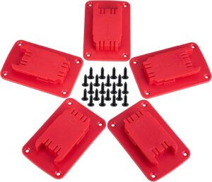 5 packs tool holder mount compatible for milwaukee m18 18v tools ,also fit compatible for dewalt 20v , 12v drill holder ,hanger (lot of 5，red)