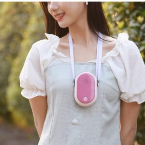 Portable Hanging Neck Fan Wearable Personal Fan Battery Operated USB Rechargeable 3 Speed Mini Handheld Air Conditioning Cooling Refrigeration Necklace Fan for Women Eyelash Camping Outdoor (pink)