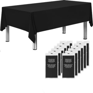 sonluma 12 pack 108" x 54" black premium disposable plastic tablecloth for 8ft long rectangle tables, waterproof covers for indoor or outdoor events & parties