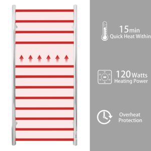 KEG Towel Warmer Wall Mounted with Built-in Timer 12 Bars Electric Stainless Steel Heated Towel Racks for Bathroom, Hot Plug-in Bath Towel Heater Polish Chrome