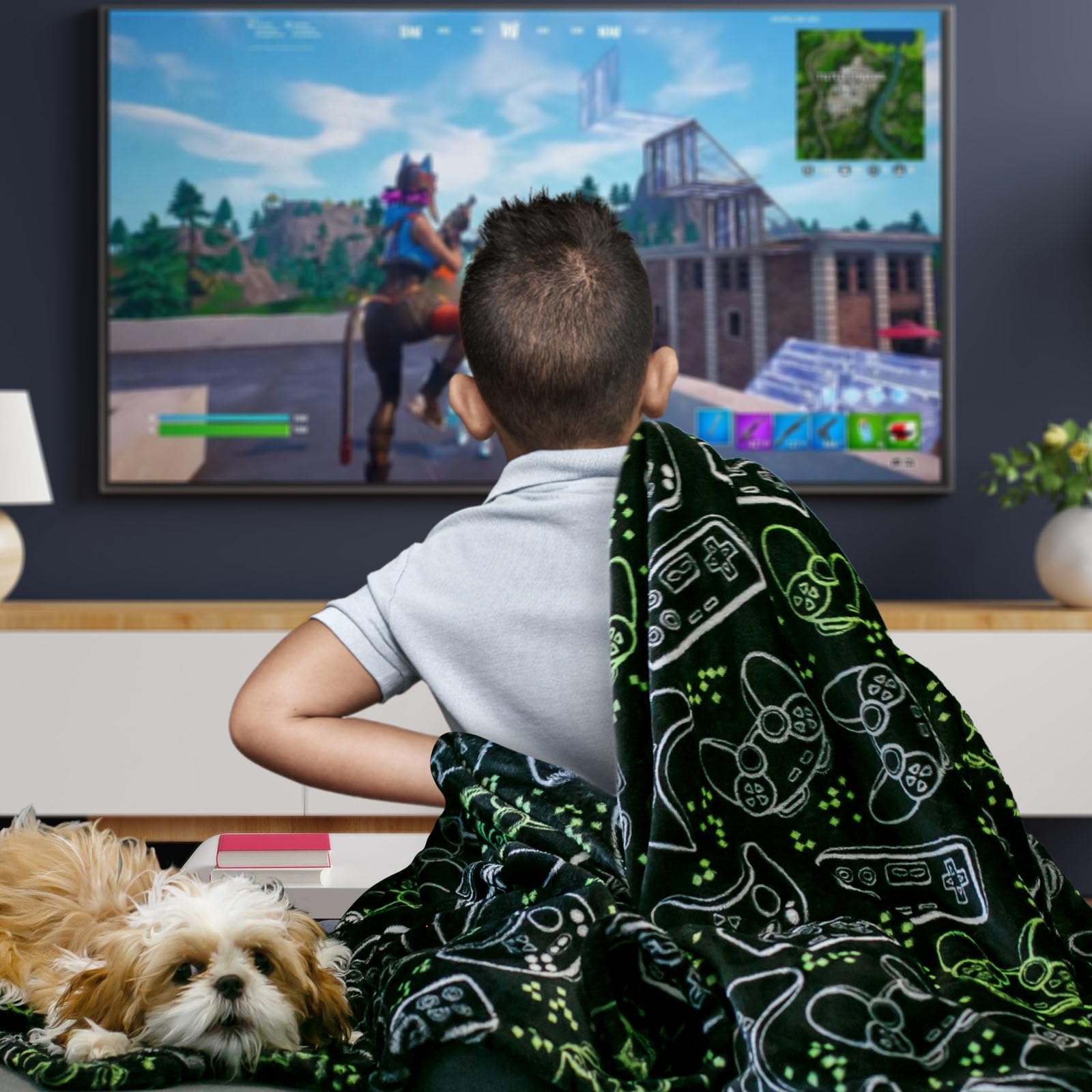 Tstars Gaming Kids Blanket for Boys Gamer Gifts Video Game Controller Throw Blankets 50 in X 60 in