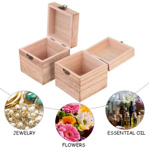 Cabilock Wooden Box 2pcs Unfinished Square Wood Box DIY Craft Wooden Box Jewelry Ring Box Unpainted Storage Box with Hinged Lid Front Clasp for Bracelet Watch Necklace Earrings Style 2 Memory Box