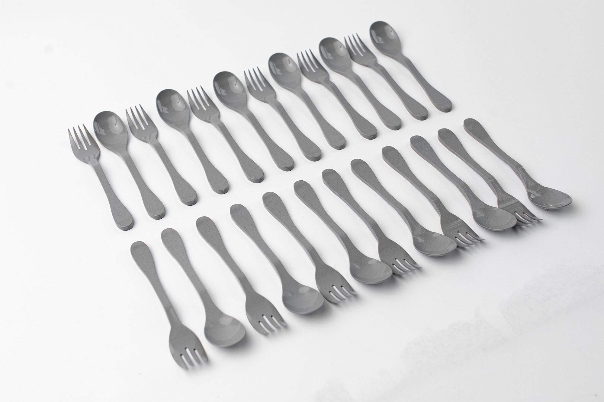 Knork Eco Plant Based 24 Pack Reusable Bamboo Flatware Set (GREY)