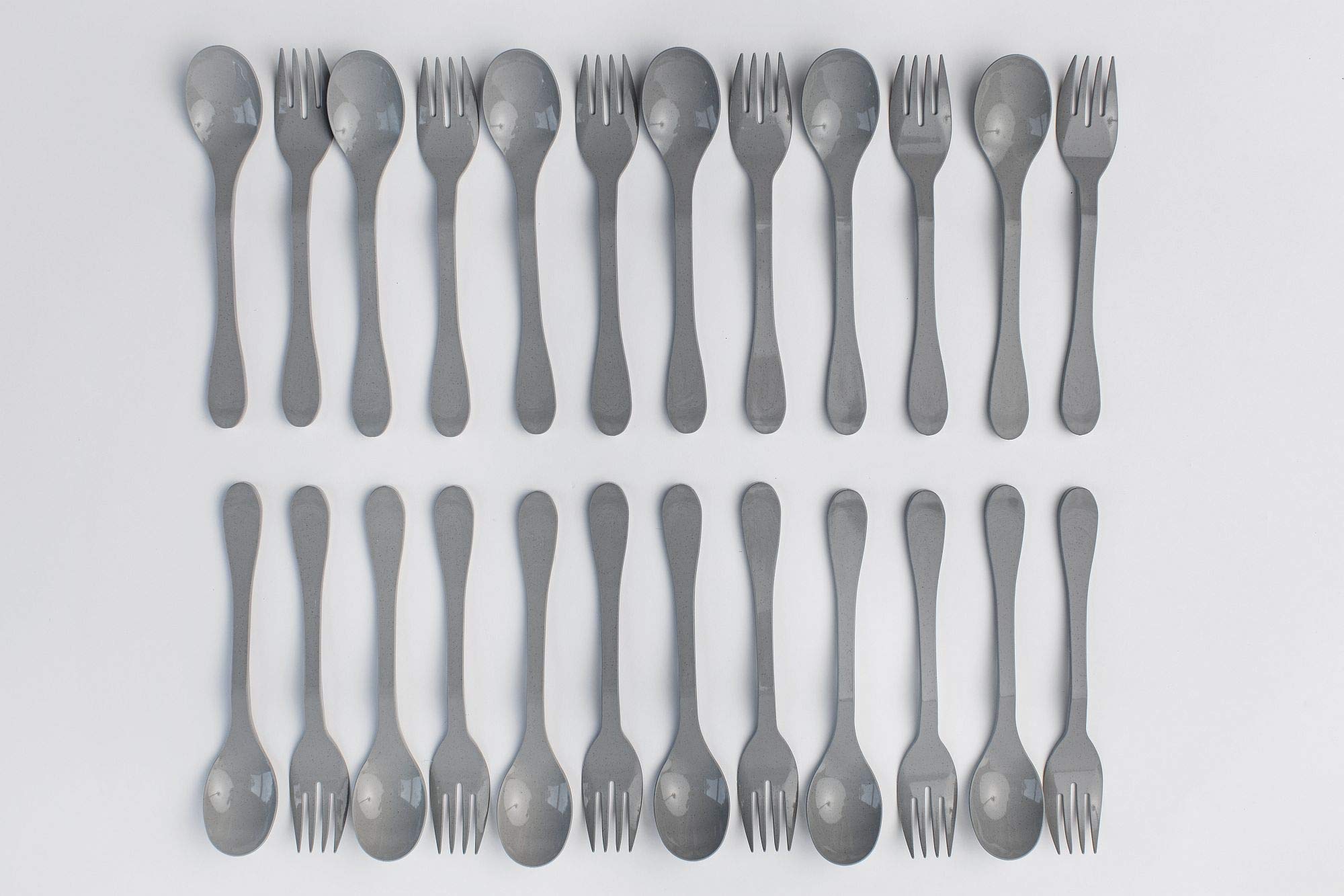 Knork Eco Plant Based 24 Pack Reusable Bamboo Flatware Set (GREY)