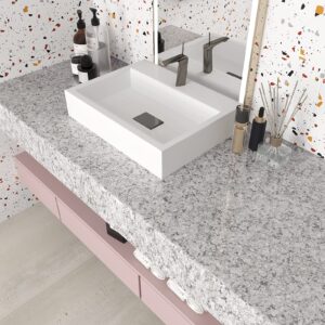 VEELIKE 15.7''x118'' Granite Contact Paper for Countertops Waterproof Self Adhesive Grey Granite Wallpaper Peel and Stick Countertops for Kitchen Bathroom Counter Top Removable Decorative Film Vinyl