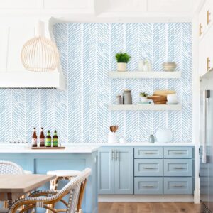 Guvana Line Peel and Stick Wallpaper Blue and White Wallpaper Striped Contact Paper 17.7"x118" Self Adhesive Wallpaper Removable Contact Paper Decorative Wallpaper for Bathroom Livingroom Covering