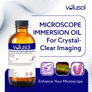 Volu-Sol | Microscope Immersion Oil | Type B (High Viscosity) Safe for All Lenses | Clear Oderless| Easy to Remove | 1250 centistokes | Microscopy Oil for Clear Imaging (30 mL / 1 oz)