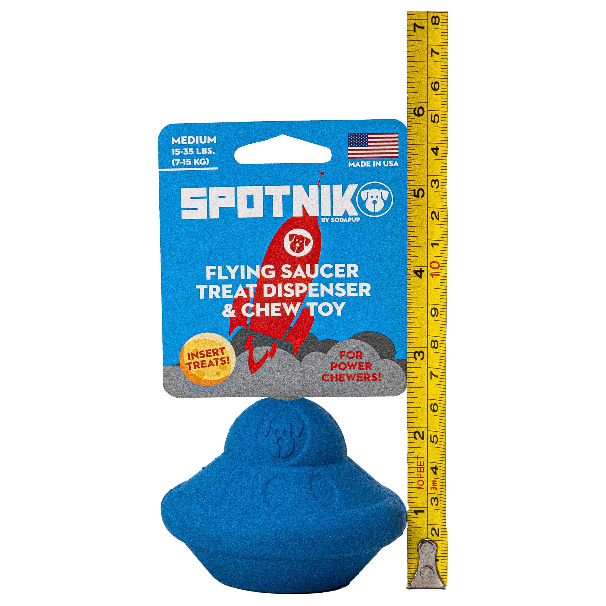 Naughty Spotty Dog Treat Box with UFO-Shaped Treat Dispenser, USA-Made Treats & Dental Chews, for Small (Blueberry Peanut Butter, Pumpkin & Duck Flavor).