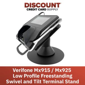 Discount Credit Card Supply Verifone MX915 / Mx925 5" Freestanding Low Profile Swivel and Tilt Terminal Stand with Round Plate, Black