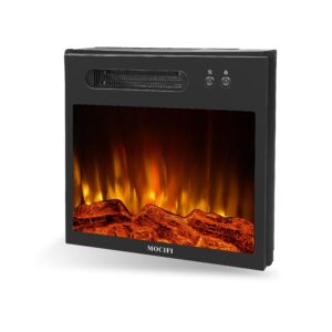 mocifi 18 inch built-in electric fireplace insert heater, recessed freestanding fireplace, remote control, touch screen, adjustable flame brightness speed, low noise, 1000w, black