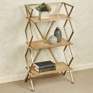 Touch of Class Modern Style Jamie Three Tier Gold Floor Shelf 41 Inches High