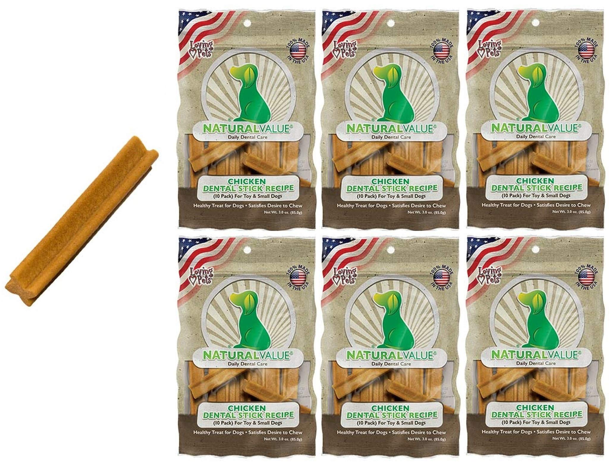 Loving Pets 60 Count Natural Value Chicken Dental Sticks for Small/Toy Dogs, Made in The USA