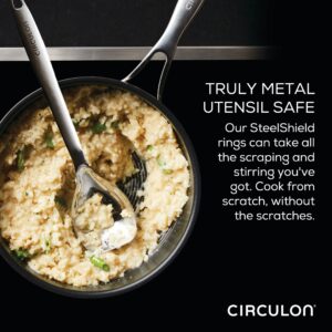 Circulon Clad Stainless Steel Chef Pan and Utensil Set with Hybrid SteelShield and Nonstick Technology