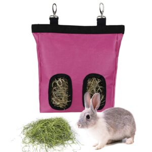 geerduo rabbit hay feeder bag, guinea pig hay feeder storage, hanging feeding hay for small animals larege size 600d oxford cloth fabric(m,green)