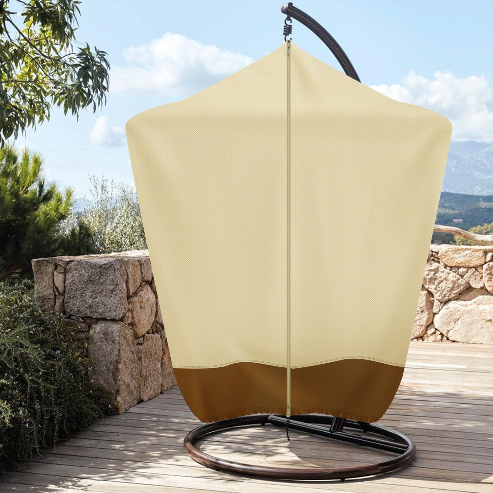 Hanging Hammock Chair Cover 420D Waterproof Hammock Patio Swing Chair Cover Outdoor Hanging Egg Chair Swing Cover with Zipper 19x62 Inch