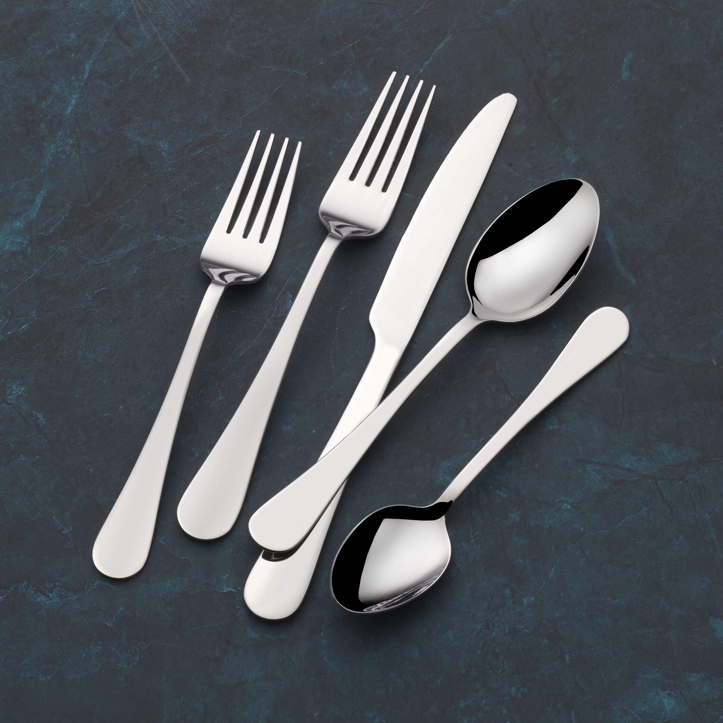 Gourmet Basics by Mikasa Symmetry 20 18/0 Stainless Steel Flatware Set, 42-Piece