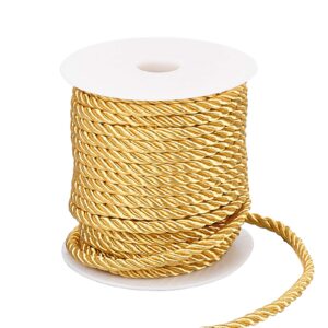 ph pandahall 5mm decorative twisted cord 3-ply gold cord polyester silk cord shiny viscose cording graduation cord thread for christmas home décor embellish costumes bag drawstrings 59 feet