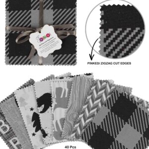 Soimoi Lumberjack Print Precut 5-inch Cotton Fabric Quilting Squares Charm Pack DIY Patchwork Sewing Craft