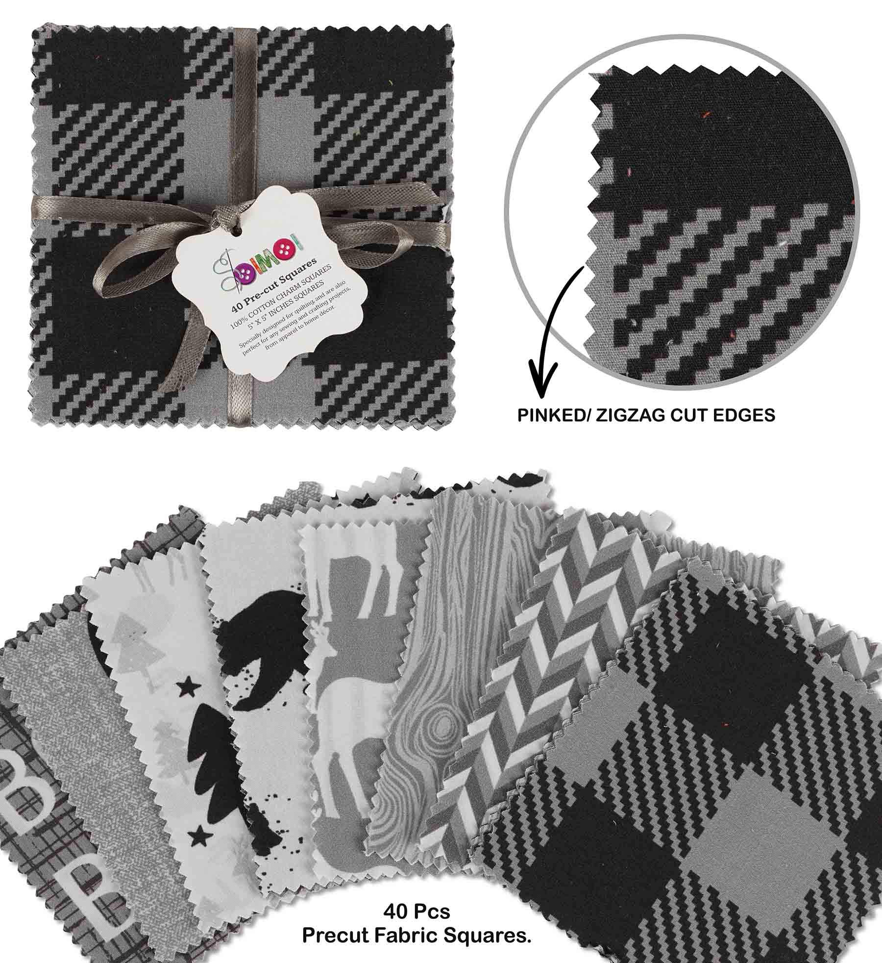 Soimoi Lumberjack Print Precut 5-inch Cotton Fabric Quilting Squares Charm Pack DIY Patchwork Sewing Craft