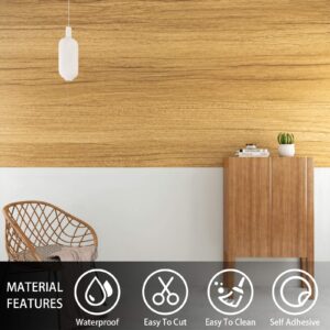 VEELIKE 15.7''x118'' Brown Wood Wallpaper Waterproof Peel and Stick Wood Vinyl Film Self Adhesive Removable Wood Grain Contact Paper Decorative Wall Covering for Cabinets Countertops Furniture Bedroom