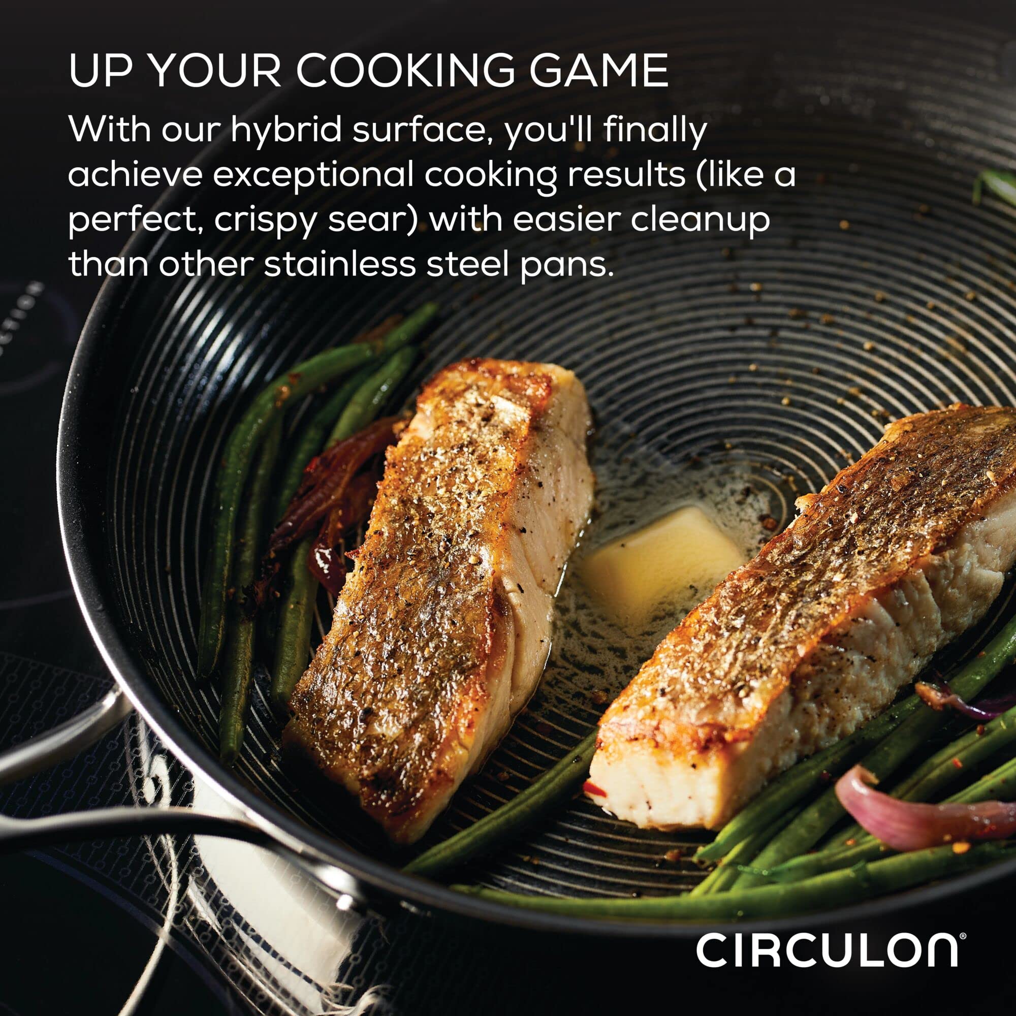 Circulon Clad Stainless Steel Chef Pan and Utensil Set with Hybrid SteelShield and Nonstick Technology