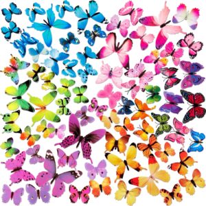 120pcs 3d colorful butterfly wall stickers, butterfly wall decals, removable butterflies diy art decor crafts for party offices bedroom room sticker set