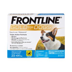 frontline gold flea & tick treatment for medium dogs up to 23 to 44 lbs. pack of 3