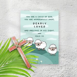 Easter Card, Baptism Card, Religious Bible Quote Prayer, Christian First Communion, Christening Baby Shower, Confirmation (You Are a Child of God, You are Wonderfully Made, Dearly Loved)