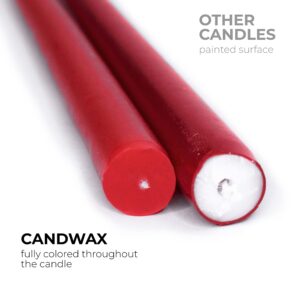 CANDWAX Bordeaux Taper Candles Pack of 12 - Straight Candles 10 inch Ideal as Unscented Candles, Dinner Candles and Table Candles - Slow Burning Candles Dripless - Smokeless Long Candlesticks