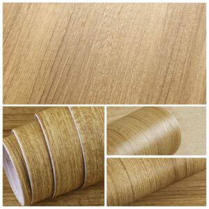 VEELIKE 15.7''x118'' Brown Wood Wallpaper Waterproof Peel and Stick Wood Vinyl Film Self Adhesive Removable Wood Grain Contact Paper Decorative Wall Covering for Cabinets Countertops Furniture Bedroom