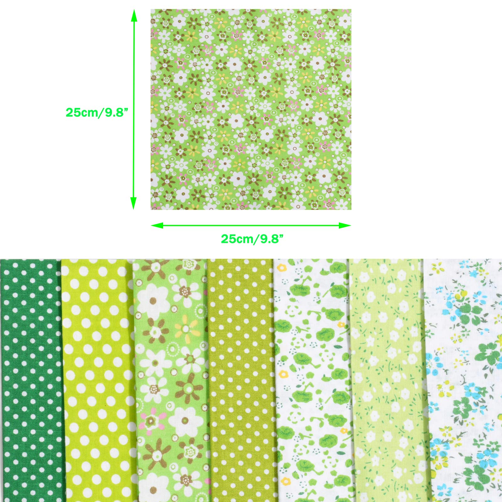 Pofik 70Pcs No Repeat Design Squares Quilting Fabric Bundles, 9.8"x9.8"(25x25cm) 100% Cotton Printed Floral Craft Fabric, Precut Multi-Color for Patchwork DIY Craft Sewing