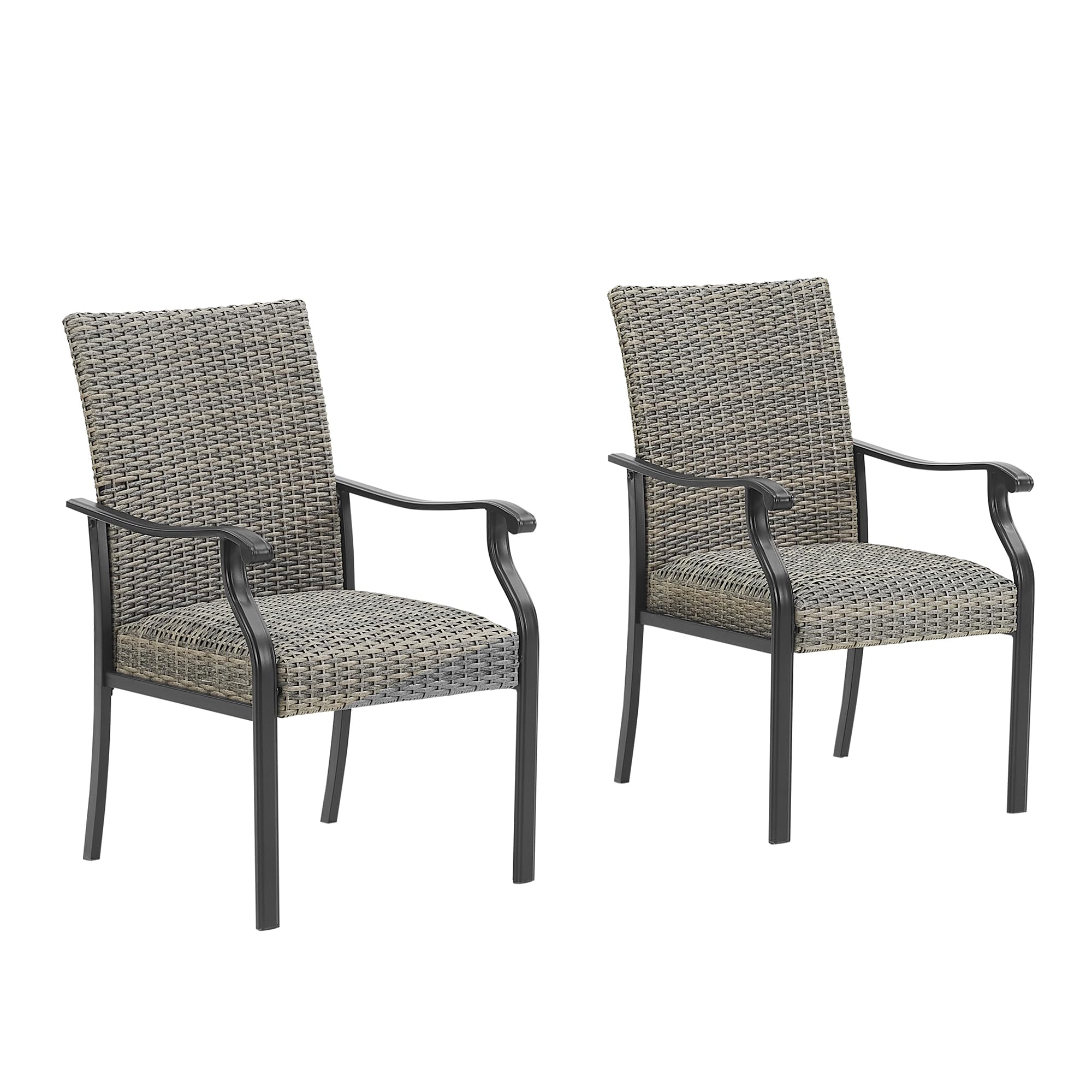 PATIO TREE 2 PCS Patio Dining Chairs Outdoor Quick Dry Foam Padded Rattan Chairs