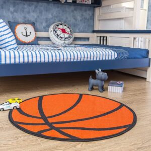 Furnish my Place Basketball Round Play Area Rugs for Kids | Round Shaped | Kindergarten Classrooms and Playrooms | Contemporary | Multicolor | (Basketball 2'2" Round)