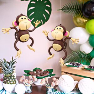 Inflatable Monkeys (4 Pack) 27 Inch Large Monkeys Inflatables For Jungle Decor, Safari Birthday Decorations, Kids Animal Party Supplies, Baby Shower Favors By 4E's Novelty