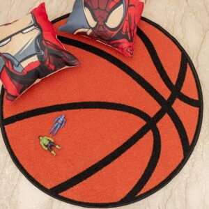 Furnish my Place Basketball Round Play Area Rugs for Kids | Round Shaped | Kindergarten Classrooms and Playrooms | Contemporary | Multicolor | (Basketball 2'2" Round)