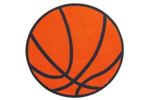 furnish my place basketball round play area rugs for kids | round shaped | kindergarten classrooms and playrooms | contemporary | multicolor | (basketball 2'2" round)