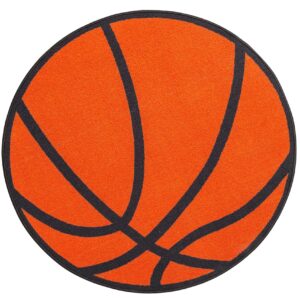 Furnish my Place Basketball Round Play Area Rugs for Kids | Round Shaped | Kindergarten Classrooms and Playrooms | Contemporary | Multicolor | (Basketball 2'2" Round)