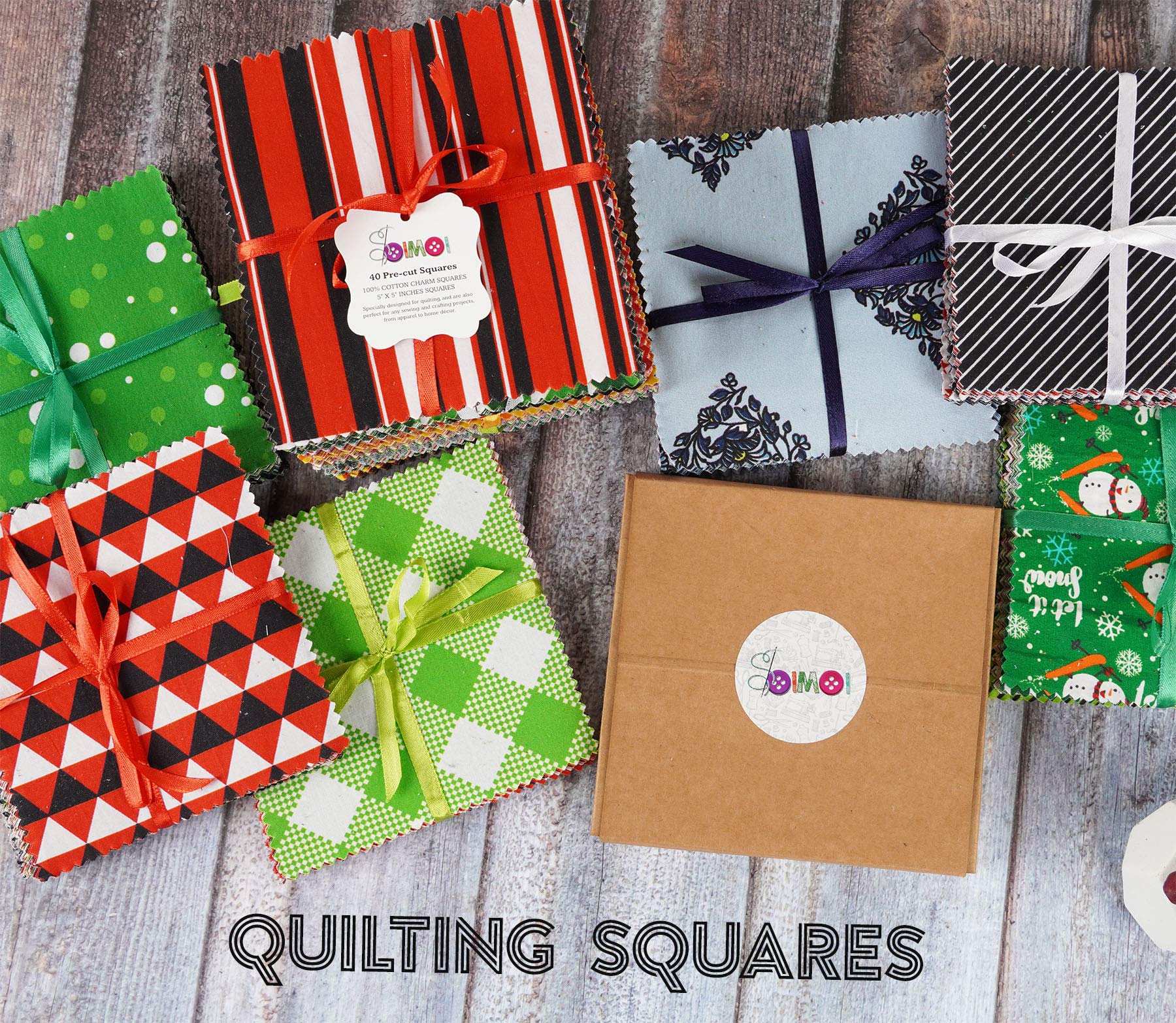 Soimoi Block Print Precut 5-inch Cotton Fabric Quilting Squares Charm Pack DIY Patchwork Sewing Craft