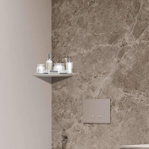 Simple Tile - Genuine Marble Corner Shelf for Bathroom Shower Wall, 9"X9"X5/8", Both Sides Polished (CMMT9SHE - Crema Marfil)