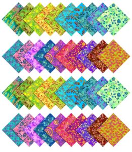 soimoi batik print precut 5-inch cotton fabric quilting squares charm pack diy patchwork sewing craft