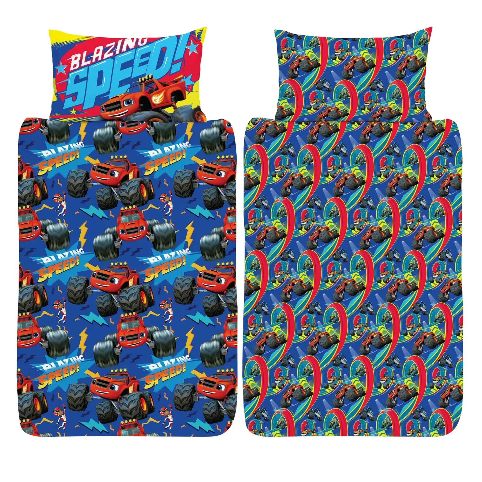 Blaze and The Monster Machines Single Duvet Cover - Blazing Speeed Design - Officially Licensed Reversible Two Sided Design