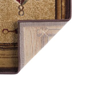 Trout Fishing Ivory 3x8 Runner Area Rug Cabin for Hallway, Walkway, Entryway, or Foyer - Novelty, Lodge