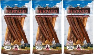 loving pets 3 pack of pure buffalo bully sticks, 6 inch