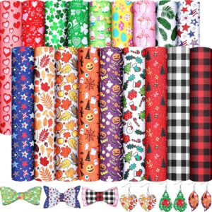 weewooday 18 pieces christmas faux leather sheets thanksgiving halloween fabric sheets synthetic leather sheets holiday faux leather sheets for diy, 6.3 x 8.3 inch