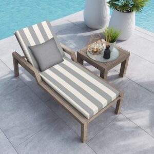 Honeycomb Outdoor Chaise, 22.5" W x 70" L, Stripe Stone Beige Patio Cushion