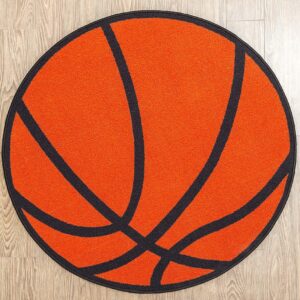 Furnish my Place Basketball Round Play Area Rugs for Kids | Round Shaped | Kindergarten Classrooms and Playrooms | Contemporary | Multicolor | (Basketball 2'2" Round)