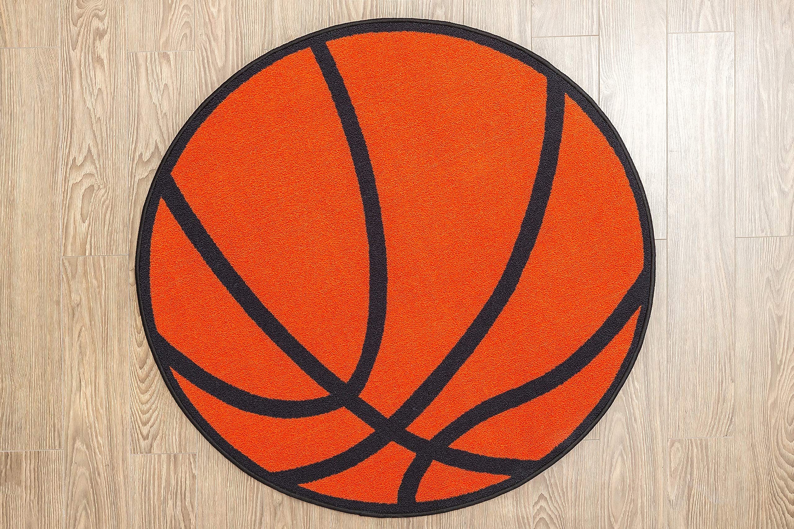 Furnish my Place Basketball Round Play Area Rugs for Kids | Round Shaped | Kindergarten Classrooms and Playrooms | Contemporary | Multicolor | (Basketball 2'2" Round)